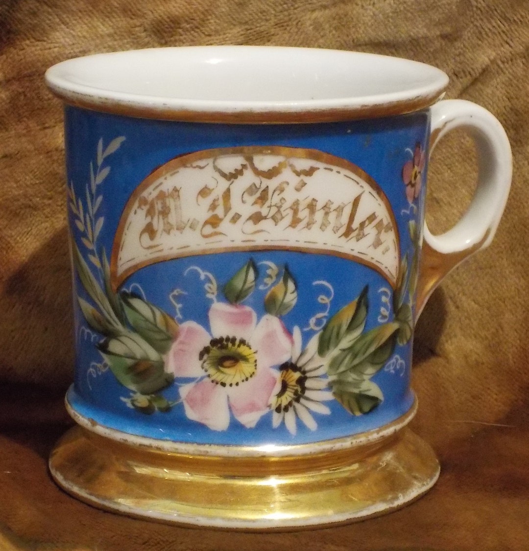 Vintage M J Kinnler Blue and Gold Shaving Mug - Etsy