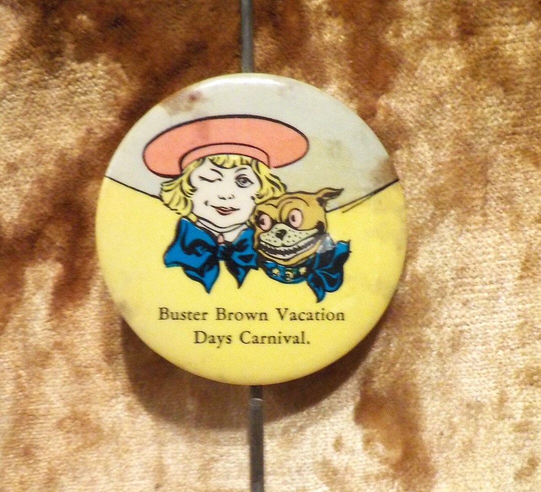 Vintage Buster Brown Shoes Advertising Celluloid Button/receipt Holder ...