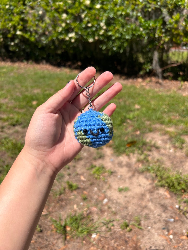 Crochet Earth & Sun Couples Keychain - Etsy