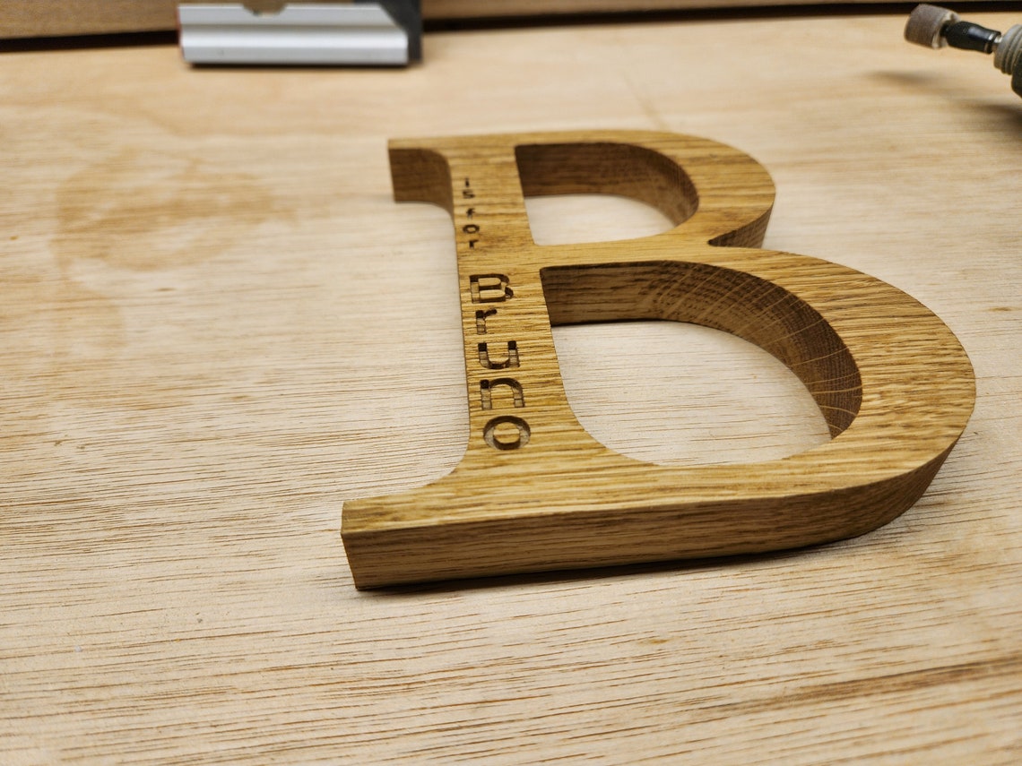 Personalized Wood Name Letters With Engraved Full Name, Solid Oak Wood ...