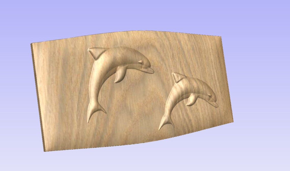 3D Model Dolphin Pair STL File for Nautical CNC Wood Carving | Etsy