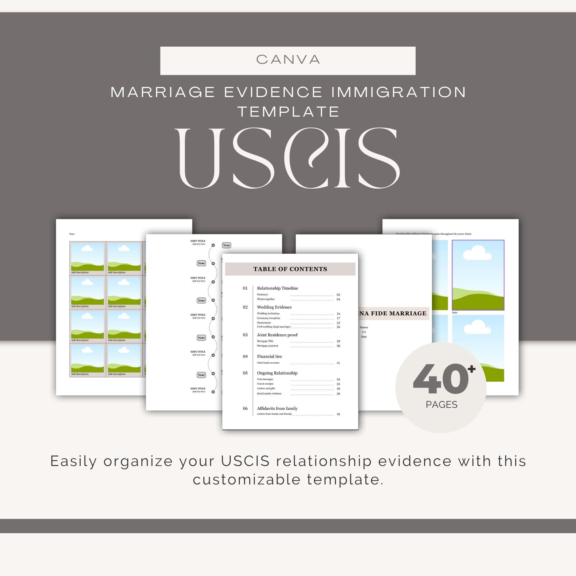 Marriage Evidence Immigration Template | Editable Canva Template for ...