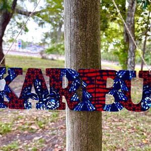Karibu Swahili Handcarved Welcome Sign Wood Kitenge Fabric Entry Foyer ...