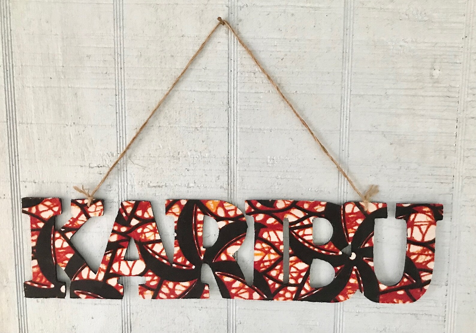 Karibu Swahili Handcarved Welcome Sign Wood Kitenge Fabric - Etsy