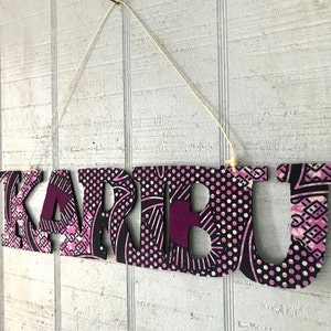 Karibu Swahili Handcarved Welcome Sign Wood Kitenge Fabric Entry Foyer ...
