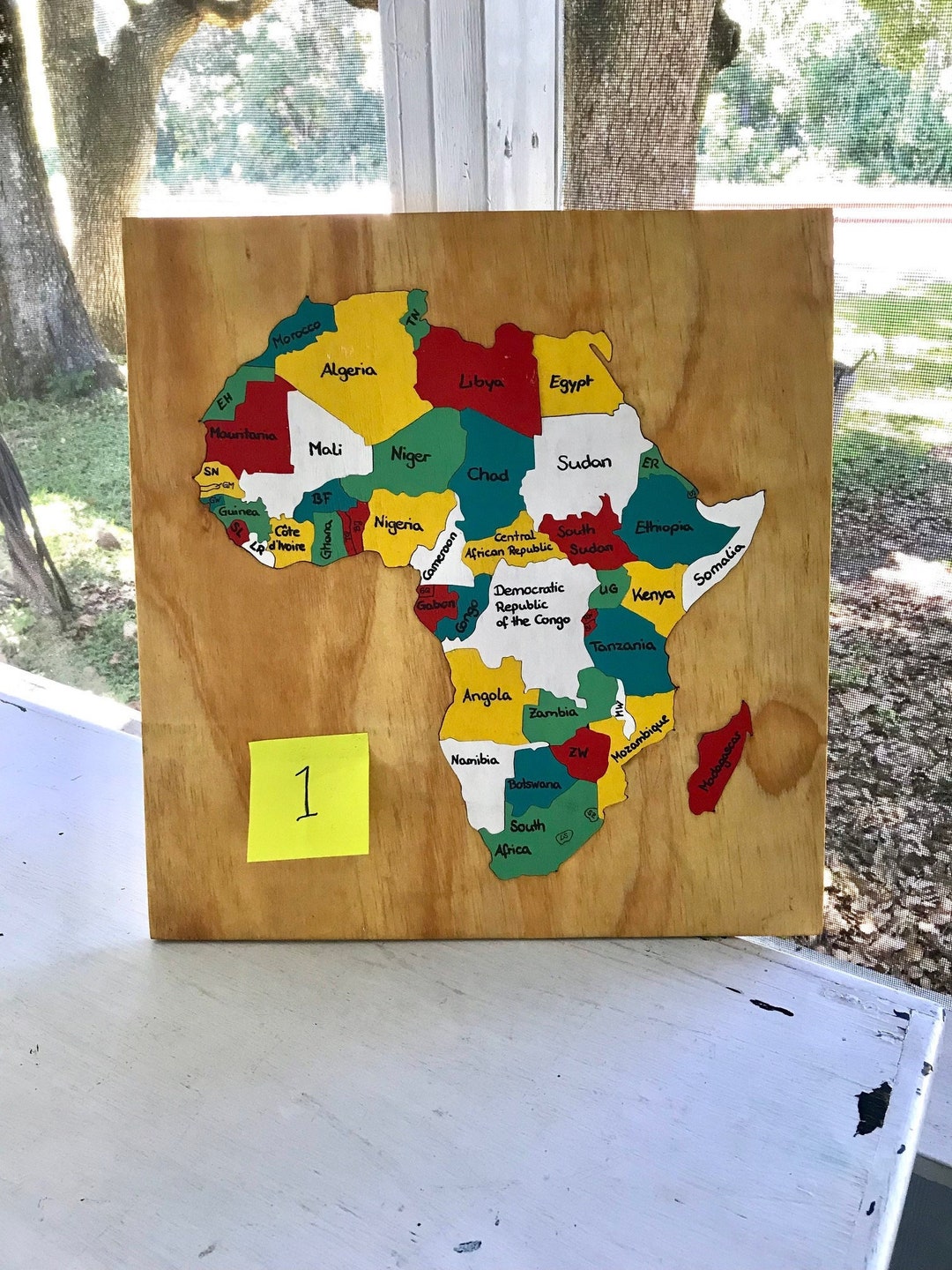 African Puzzle 18 X 17.25 Inch Map Handcarved Paint Geography - Etsy