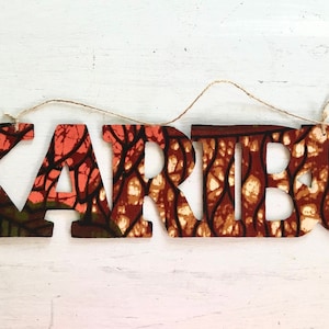 Karibu Swahili Handcarved Welcome Sign Wood Kitenge Fabric - Etsy