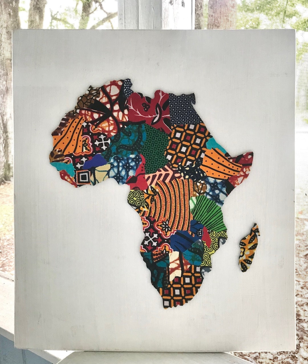 Africa Fabric Wall Art Hand Carved Wood Covered in Fabric - Etsy