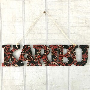 Karibu Swahili Handcarved Welcome Sign Wood Kitenge Fabric - Etsy