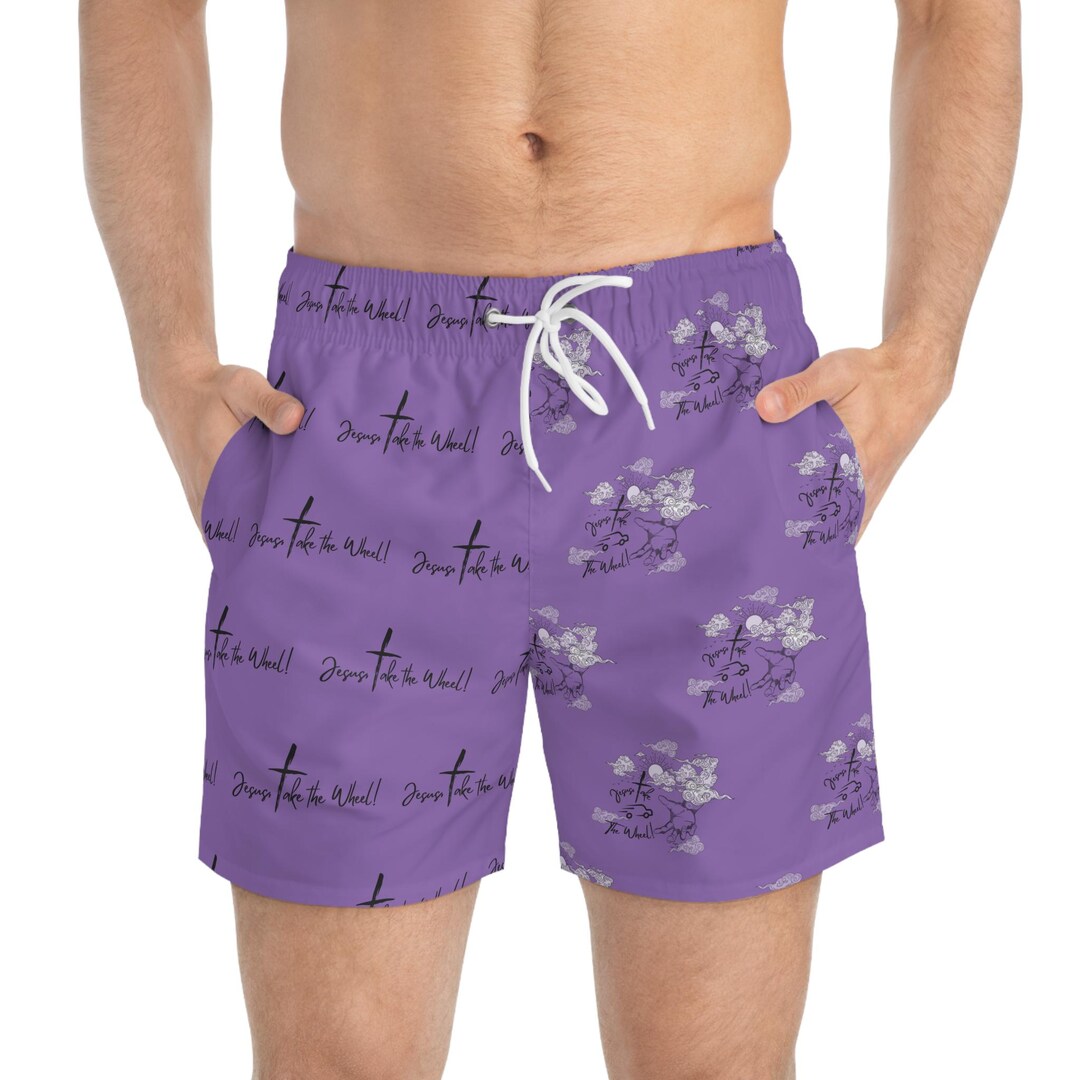 Jesus Take the Wheel Swim Trunks - Trendy AOP Beachwear, Summer Attire ...