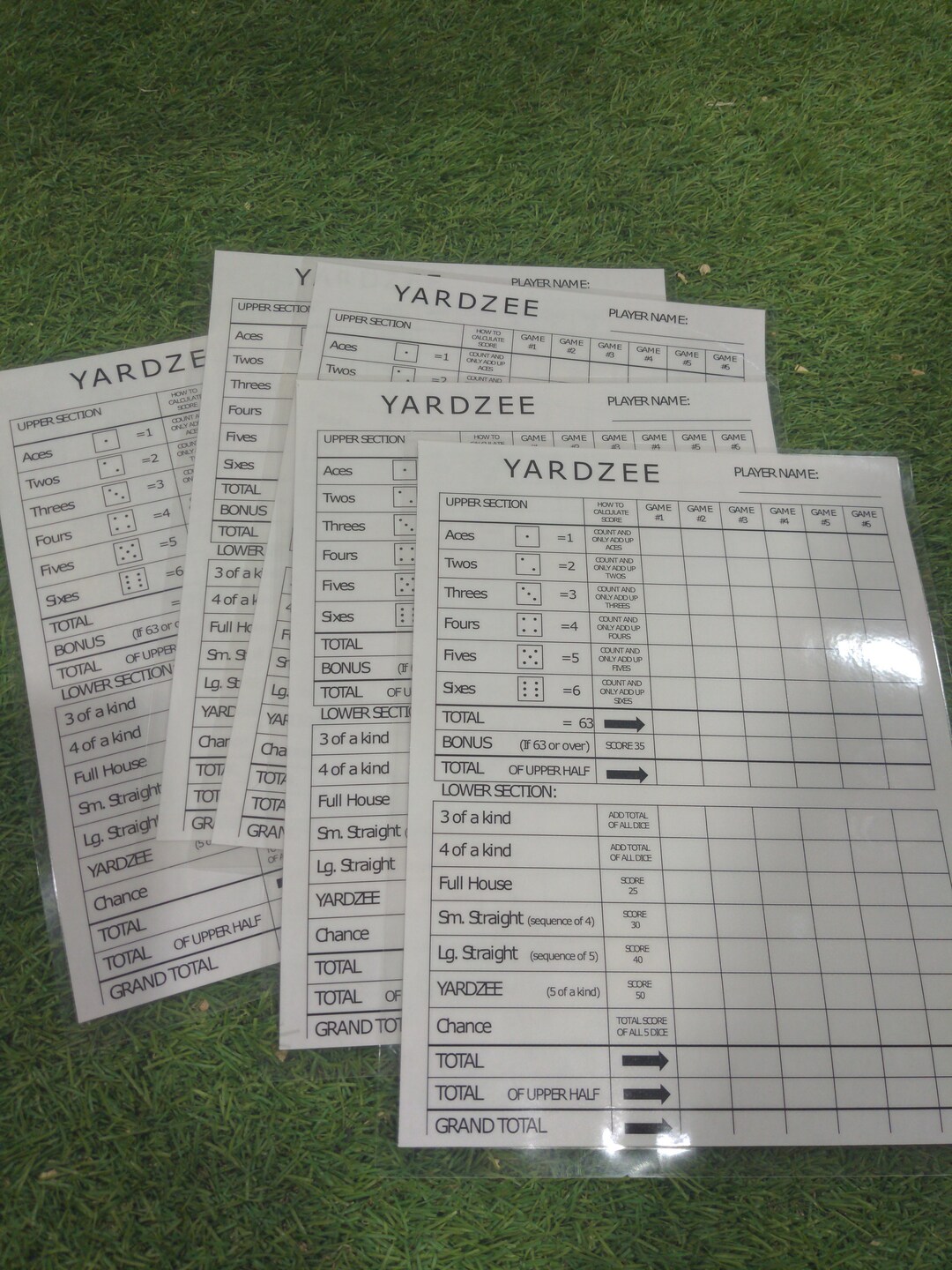 3 Laminated Yardzee Scorecards - Etsy
