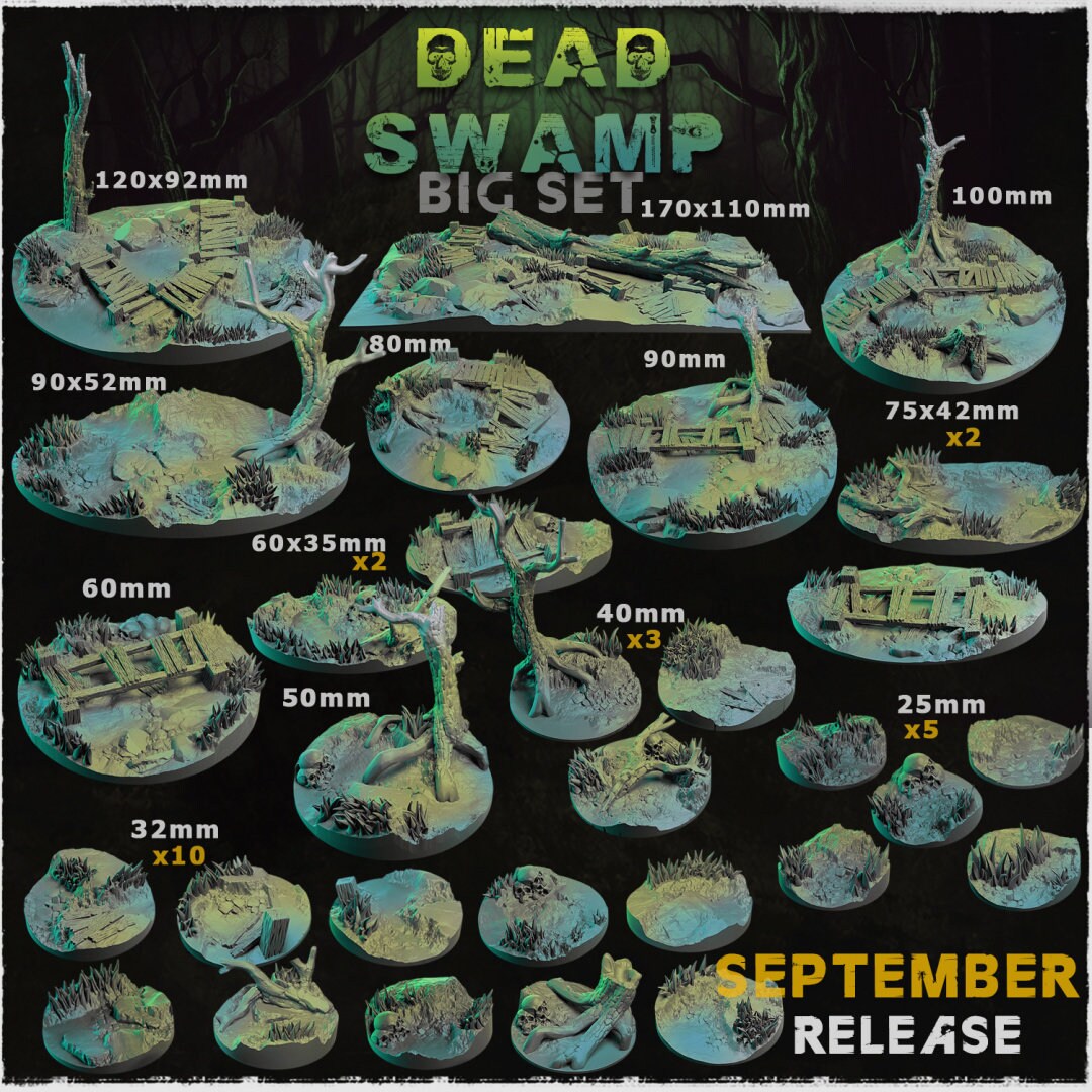 Dead Swamp Bases - Grimdark Swamp Grim Bases & Toppers - All Sizes ...