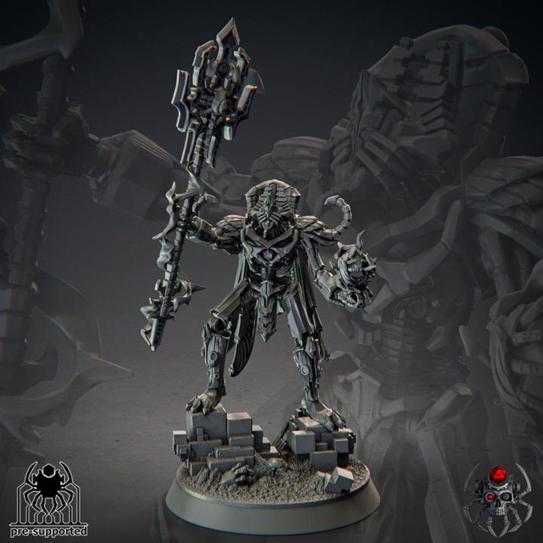 Metalborn Lord - Sci-fi Robot Lord Miniature + Custom Base. 28mm Scale ...