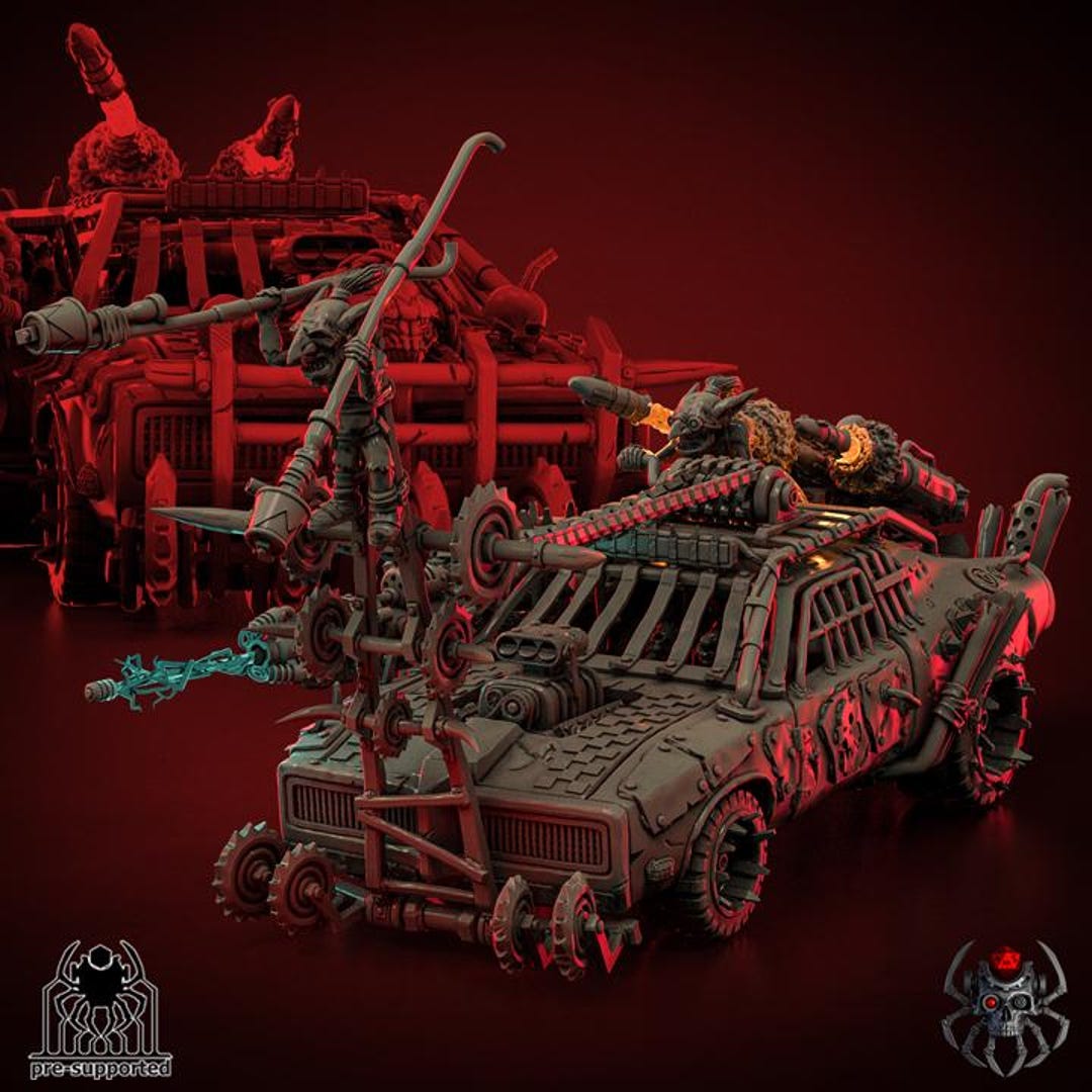 Ork Muscle Wagon - Ork Muscle Buggy With Gremlin Riders - 28mm Scale ...