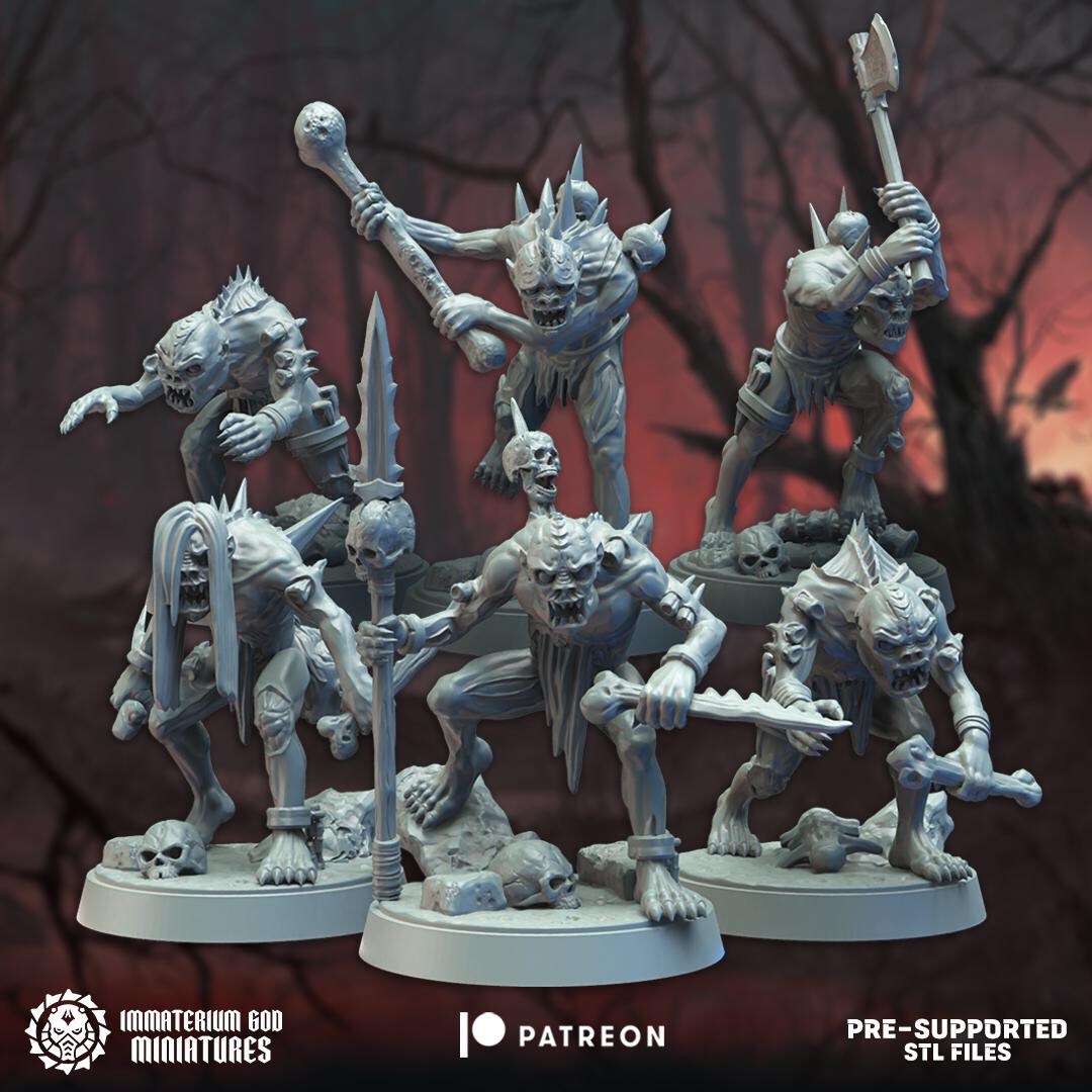 Bloody Ghouls X5 - Custom Ghoul Miniatures + Custom 25mm Bases - for ...