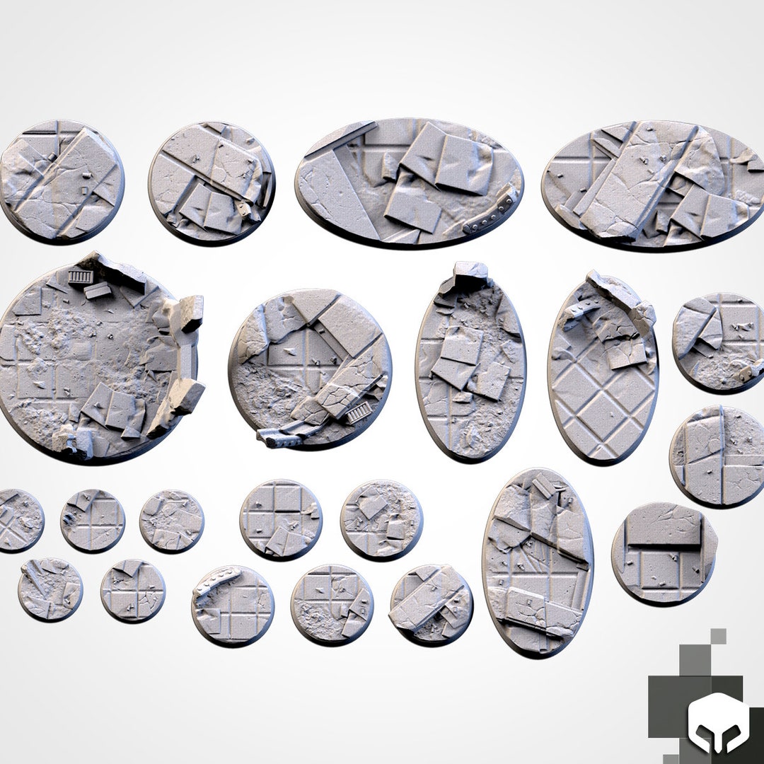 City Rubble Bases - Custom Sci-fi City Ruins Themed 32/40/60mm+ Bases ...