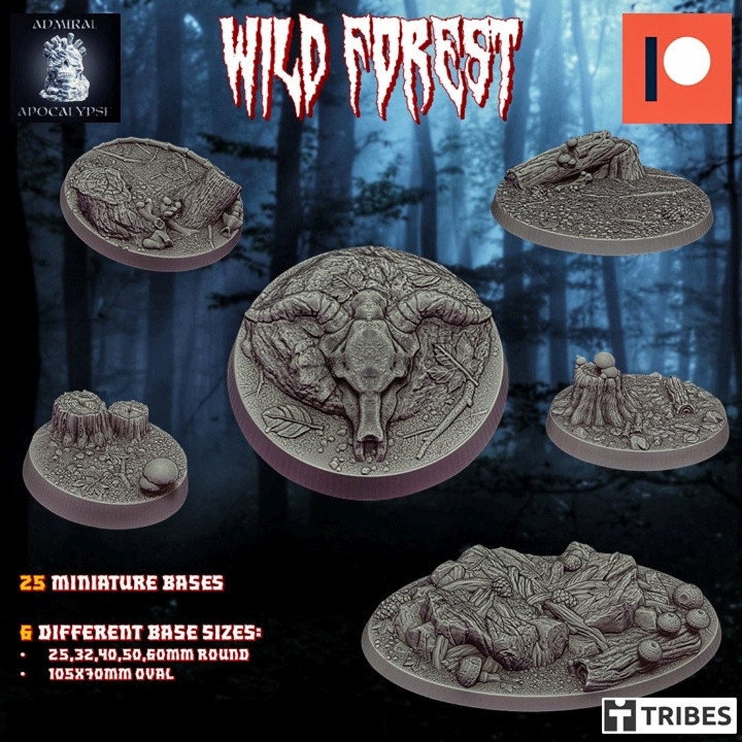 Wild Forest Bases - 25/32/40mm+ Resin Bases - Custom 28mm Wargame Bases ...