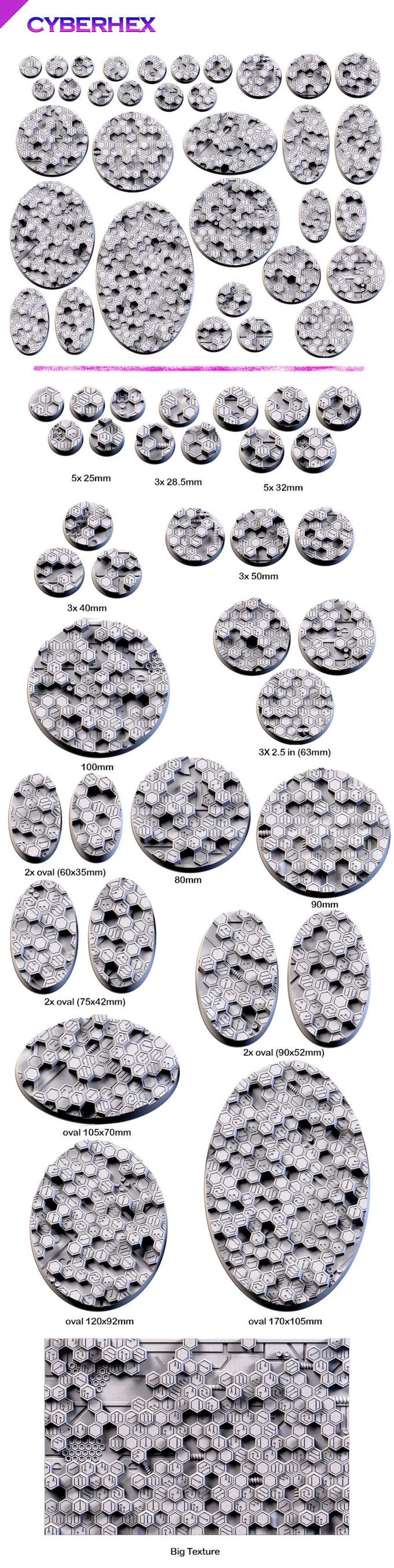 Cyberhex Custom Bases - Custom Sci-fi Hi-tech City Ruins Themed 32/40 ...