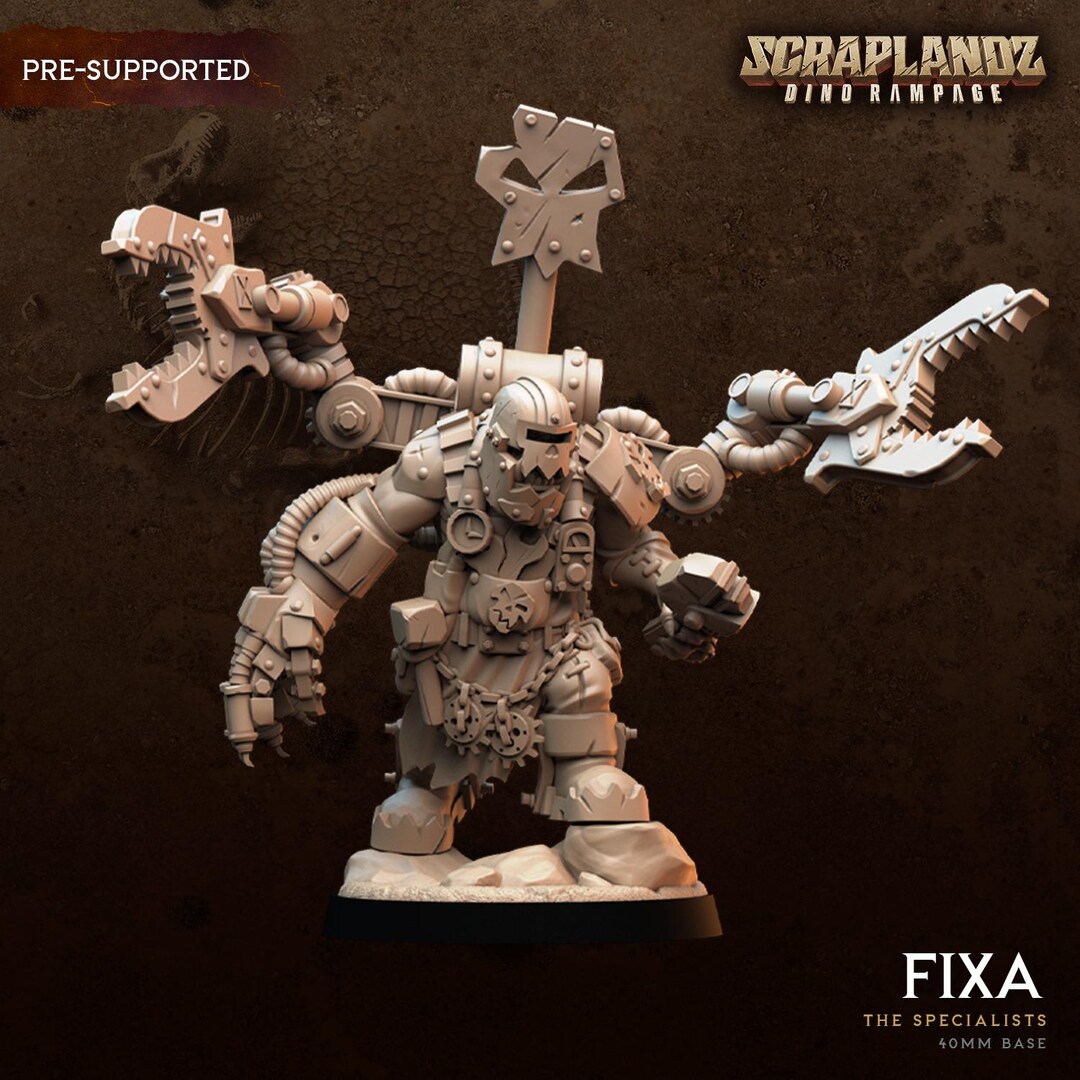 Da Fixa Ork - Space Ork Mek Miniature + Custom 40 or 50mm Base - Custom ...