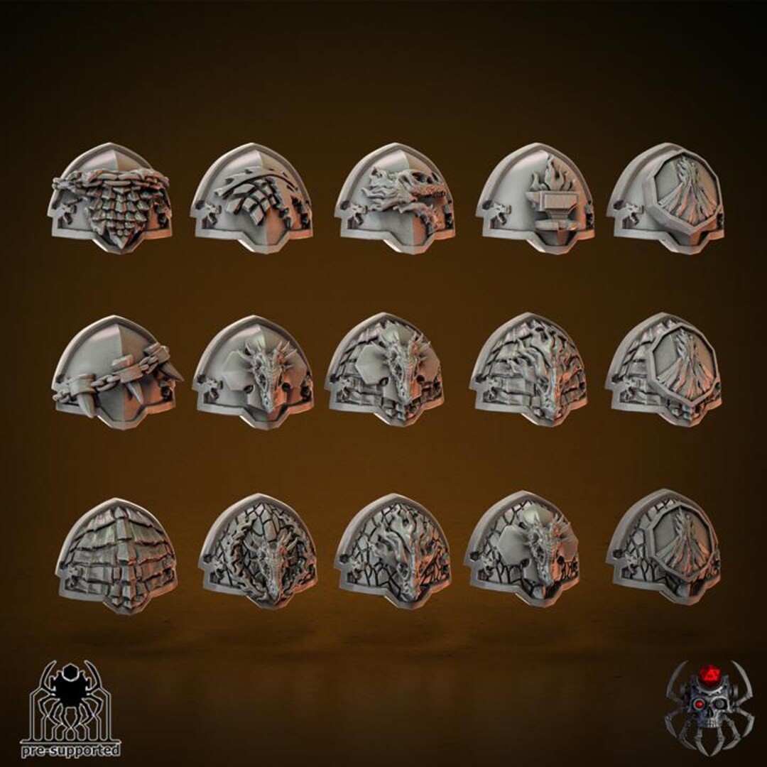 Flame Lizards Heavy Armor Shoulder Bits Pack X20 Custom Shoulders X20 Customization Pack for Sci ...