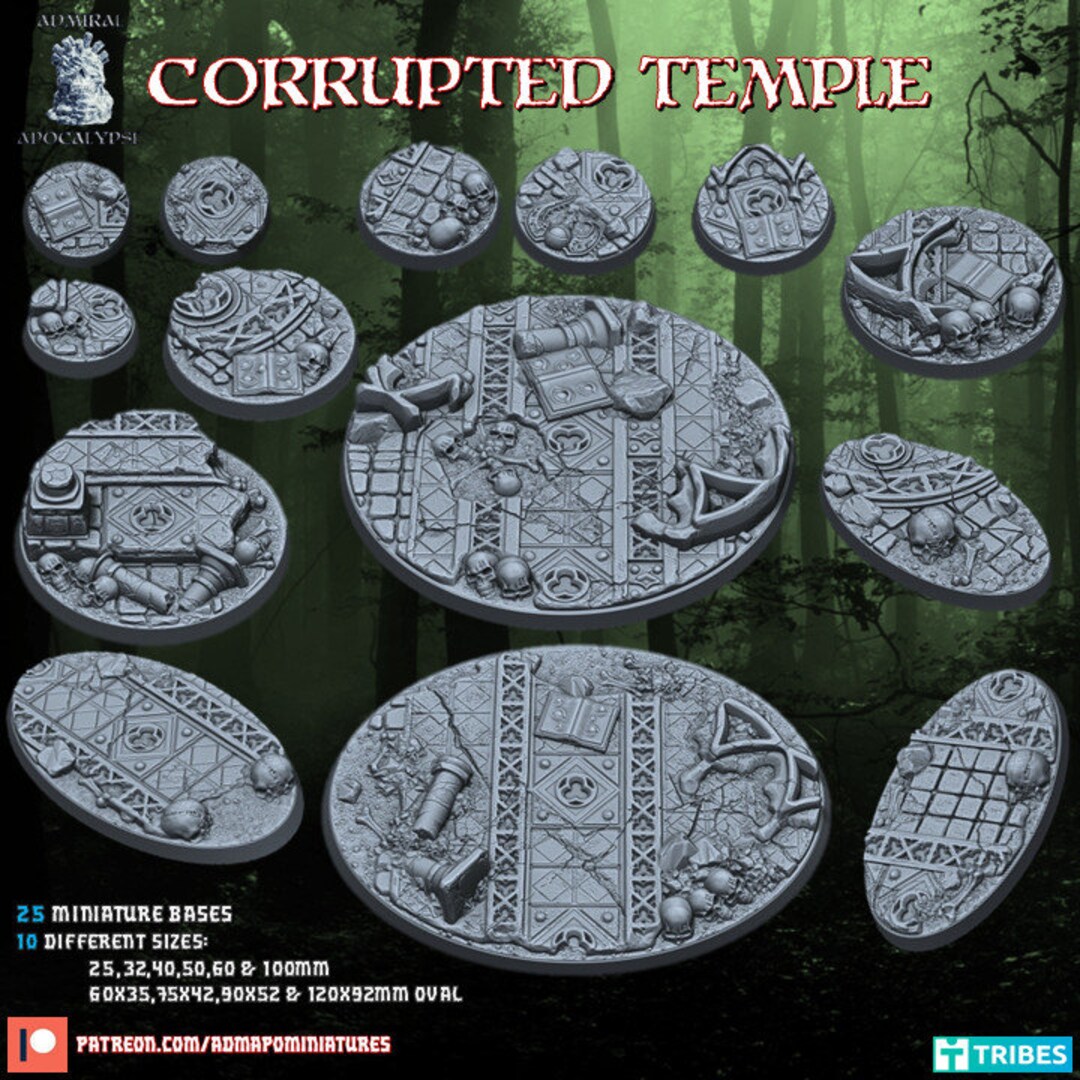Jungle Ruins Bases - 25/32/40mm+ Resin Bases - Custom 28mm Wargame ...