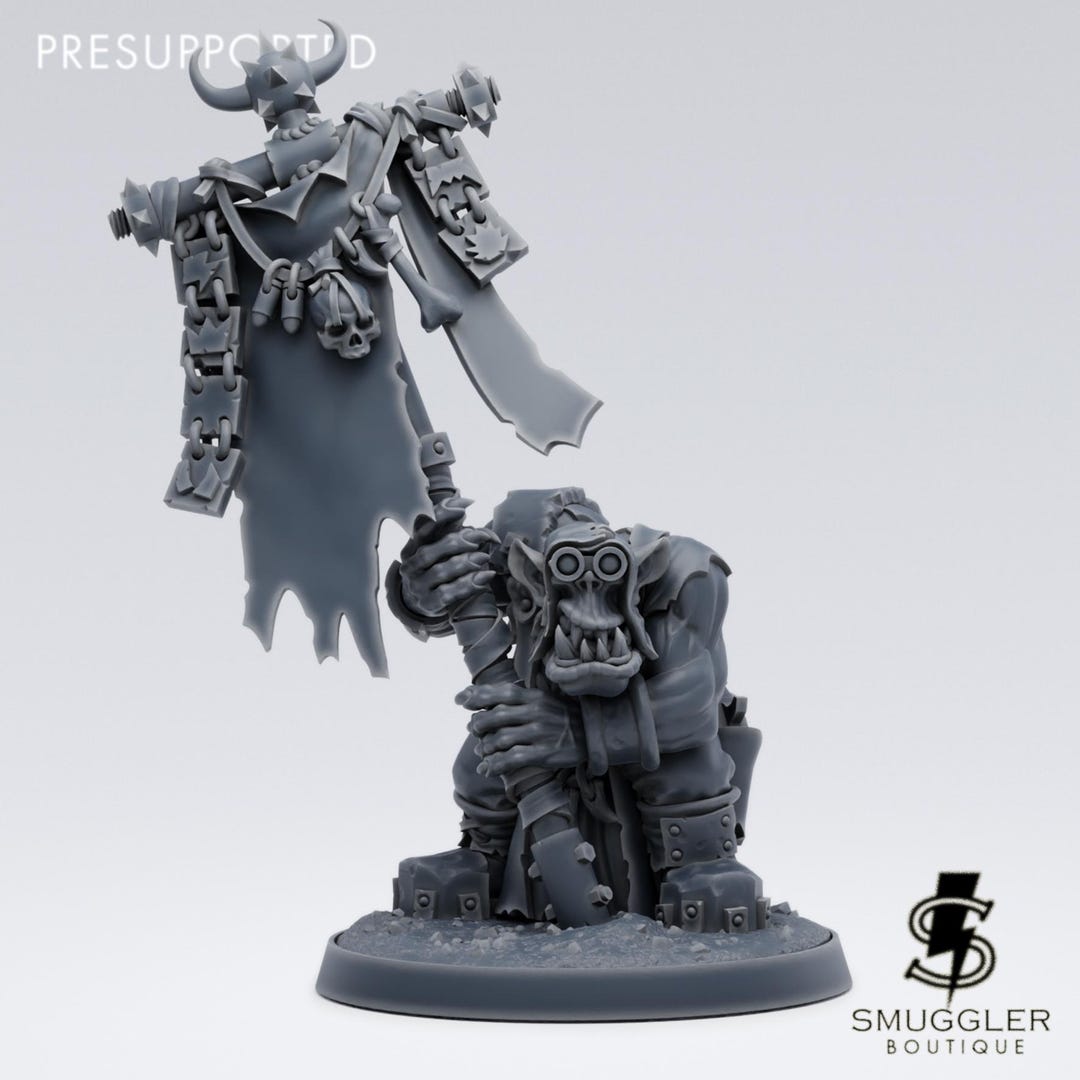 Ugtod, Space Ork Banner Bearer - Banner Ork + Custom Ork Scrapyard 32mm ...