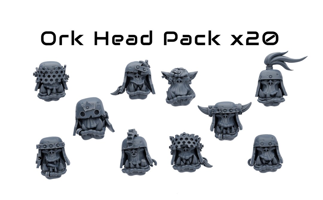 Space Ork Head Bits X20 - Custom Heads for Space Ork Minis - Perfect ...