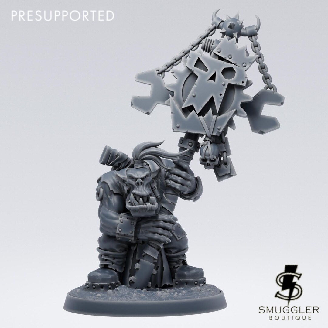 Ugtod, Space Ork Banner Bearer Version 2 - Banner Bearer Ork Miniature ...