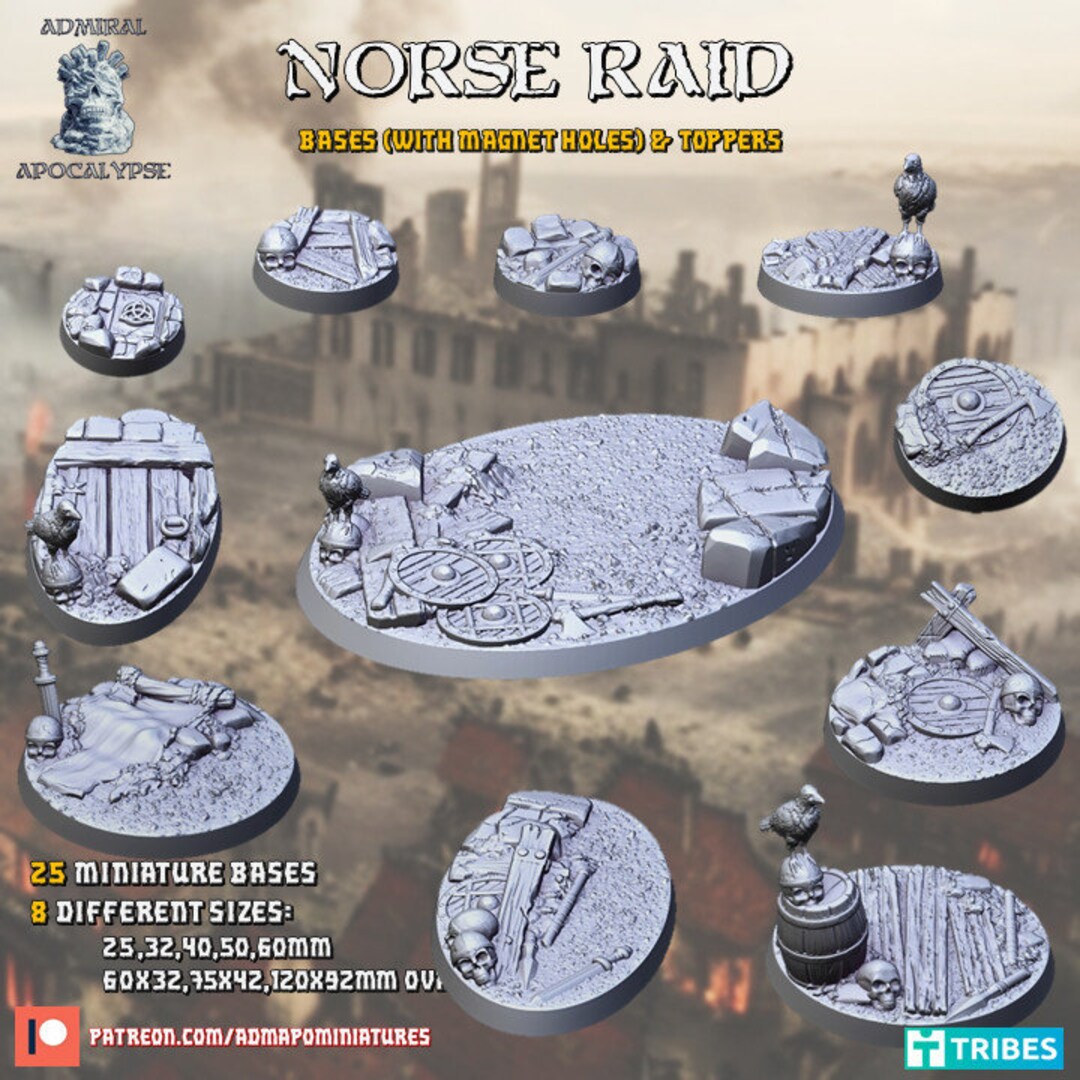 Viking Raider Bases - 25/32/40mm+ Resin Bases - Custom 28mm Wargame ...