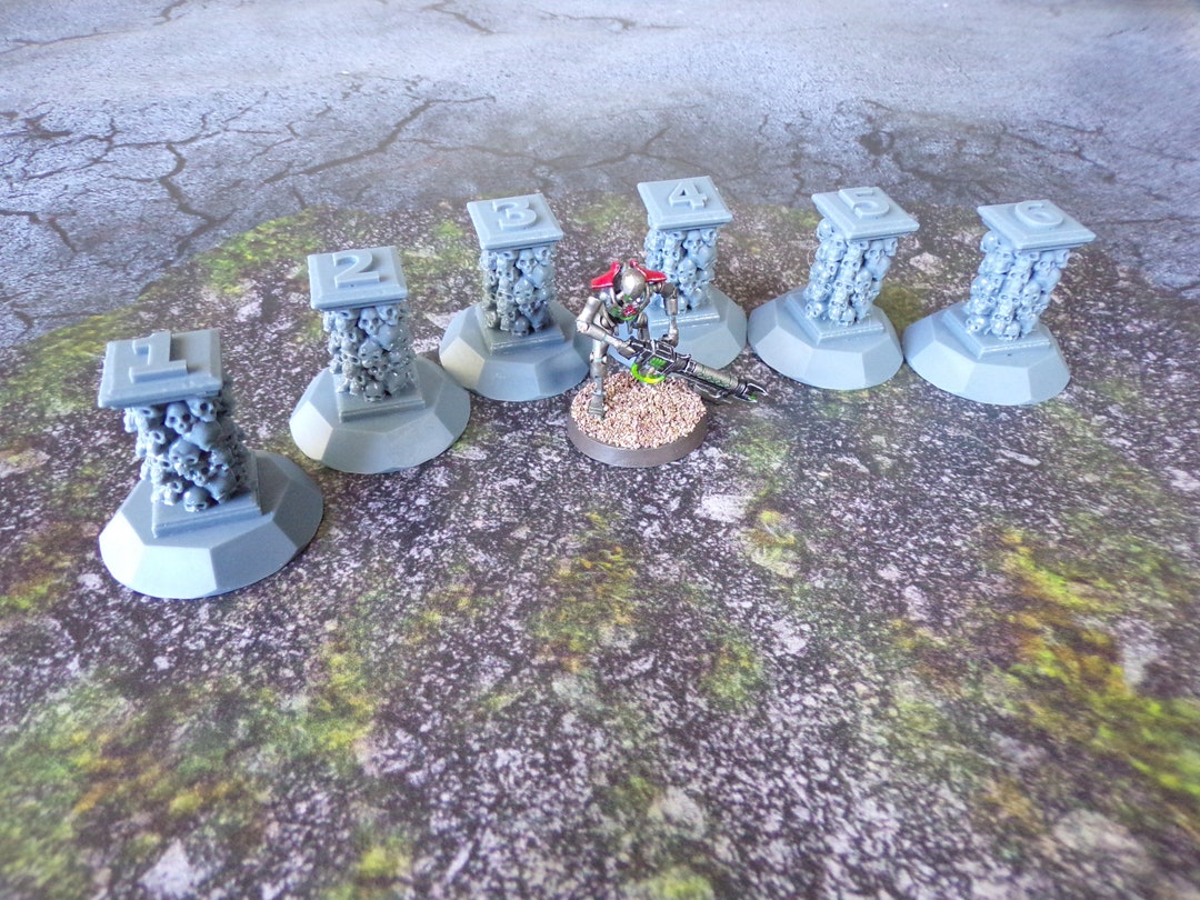 Skull Column Objective Markers X6 For Chaos Marine Or Chaos Demon Armies Etsy 