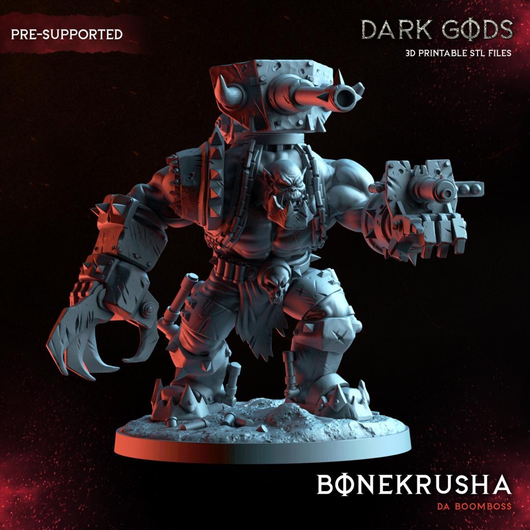 Bonekrusha, Ork Commander - Space Ork Commander Miniature + Custom 60mm ...