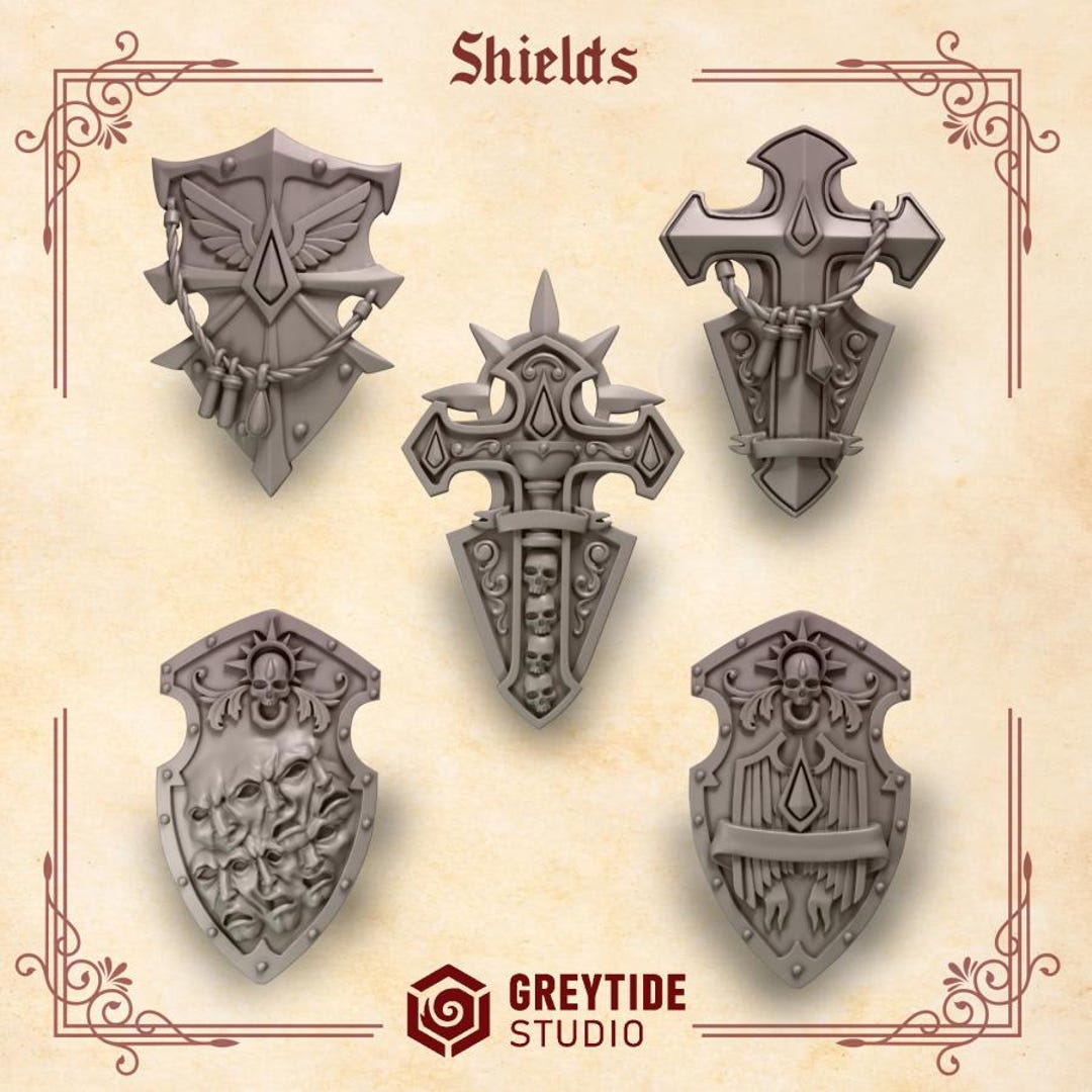Angelic Shields X10 - Crimson Lord Shield Bits X10 - Custom Miniature ...