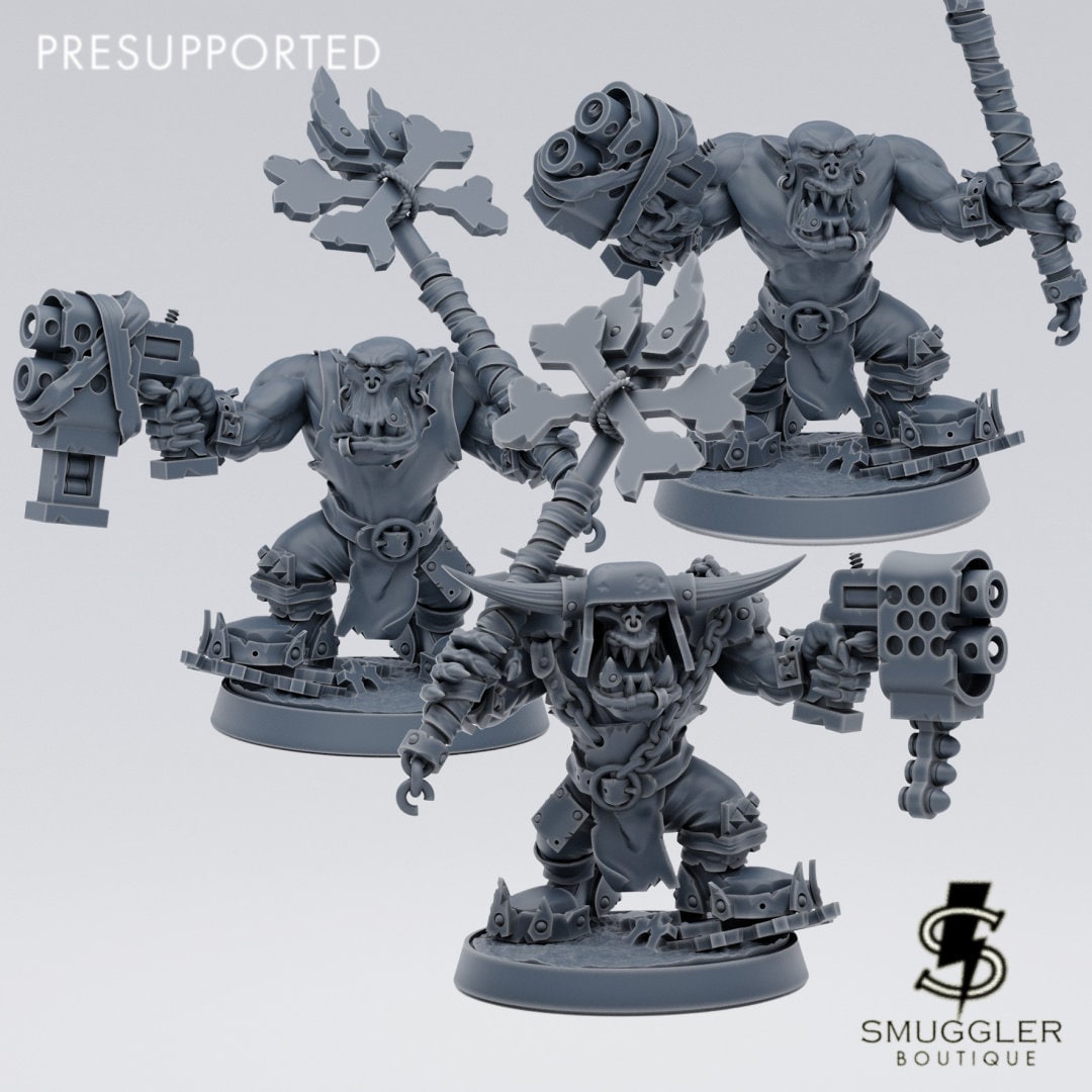Grogsnark and the Nob Boys - Space Ork Leader Models X3 - Grimdark Orks ...