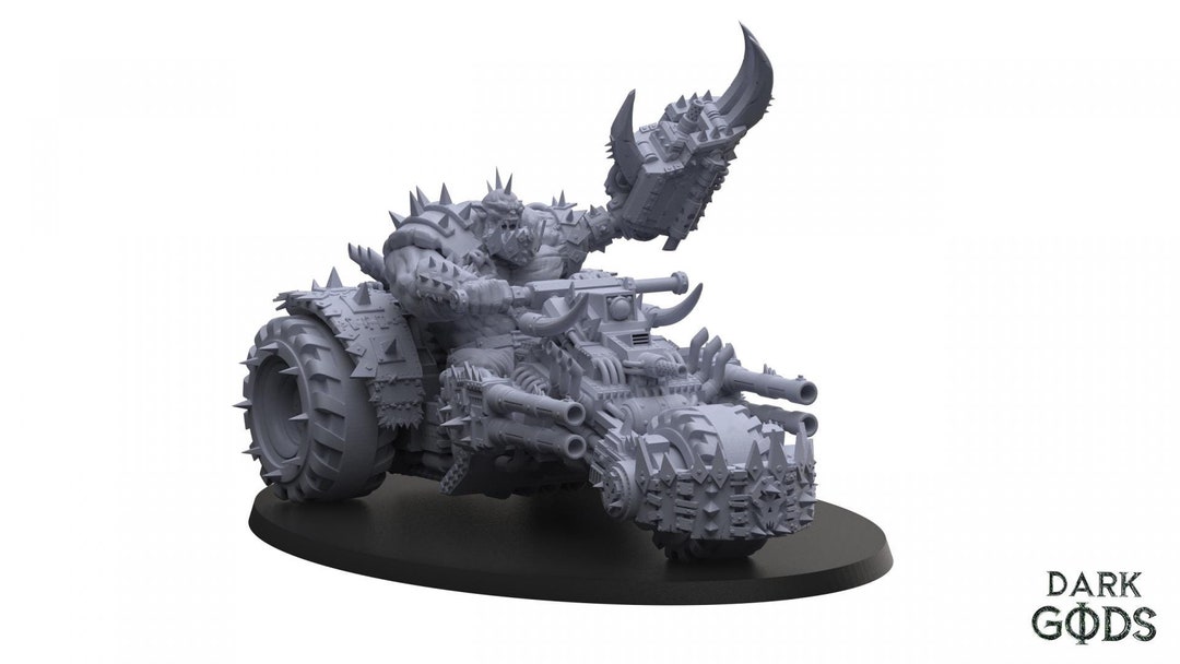 Big Klaw Biker Boss, Space Ork Biker Boss - Sci-fi Ork Miniature + 150mm Oval Resin Base. Sci-fi ...