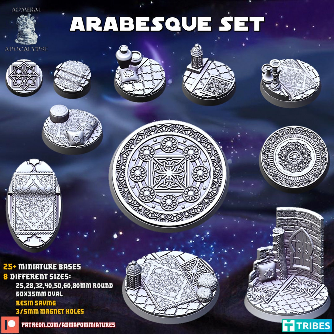 Arabian Nights Bases - 25/32/40mm+ Resin Bases - Custom Extravagant ...