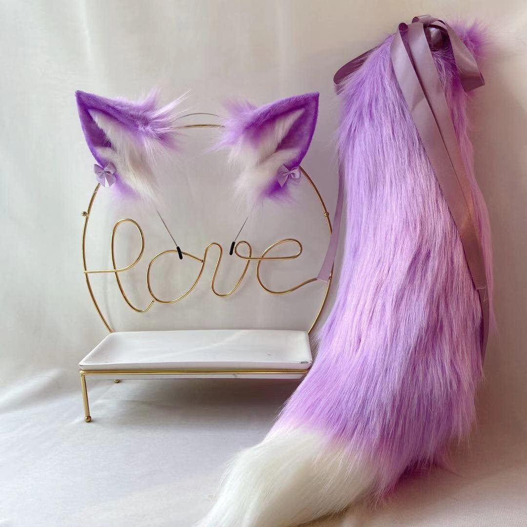 22in Purple Fox Tail-Fox Ears-COSPLAY-Animal Ears-Plush | Etsy