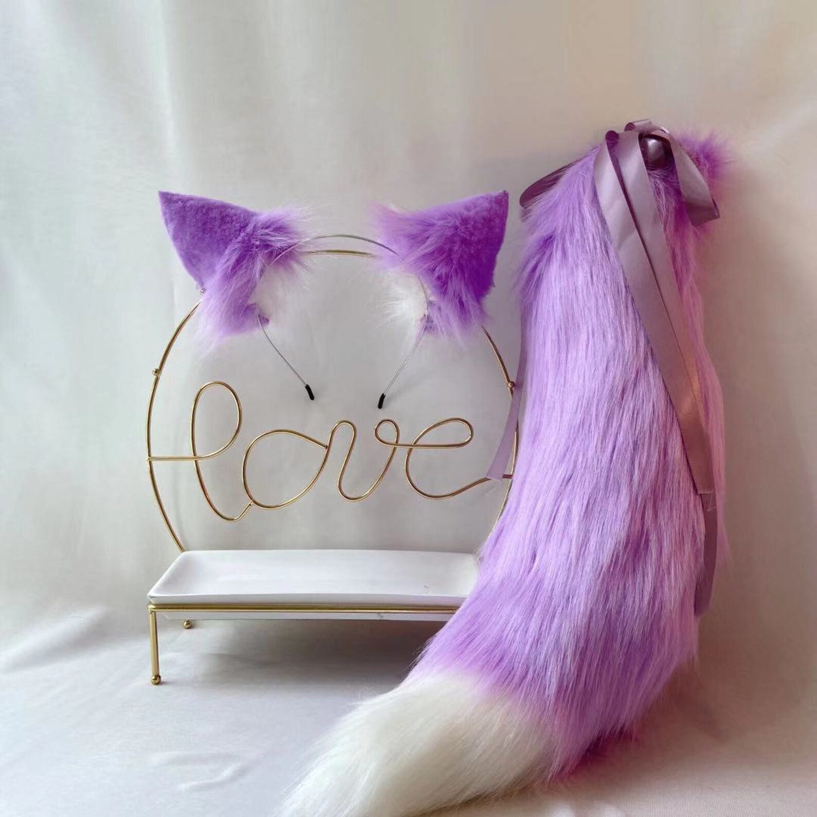 22in Purple Fox Tail-Fox Ears-COSPLAY-Animal Ears-Plush | Etsy