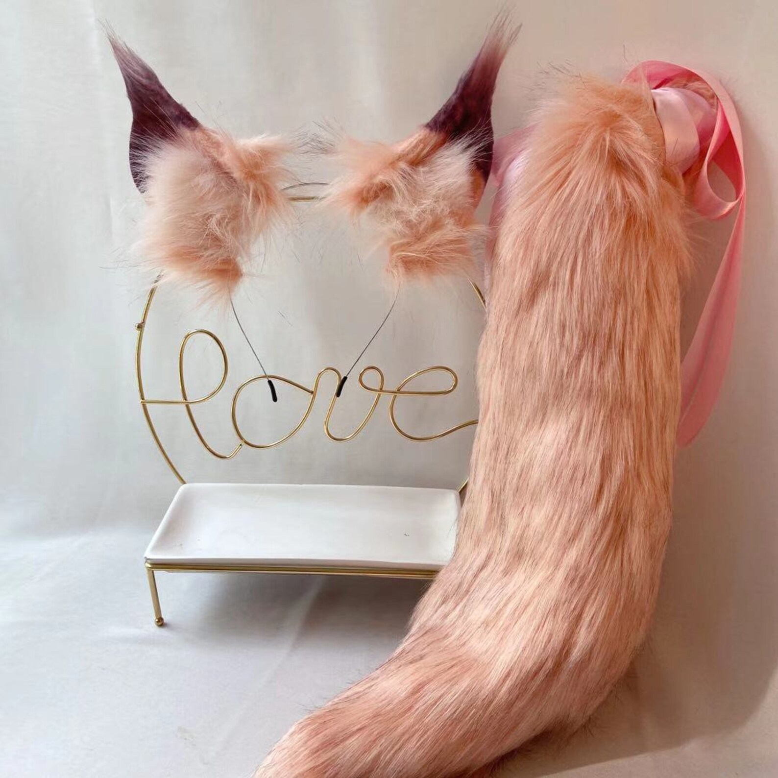22in Pink Fox Tail-pink Fox Ears-cosplay-butt Plug-animal | Etsy