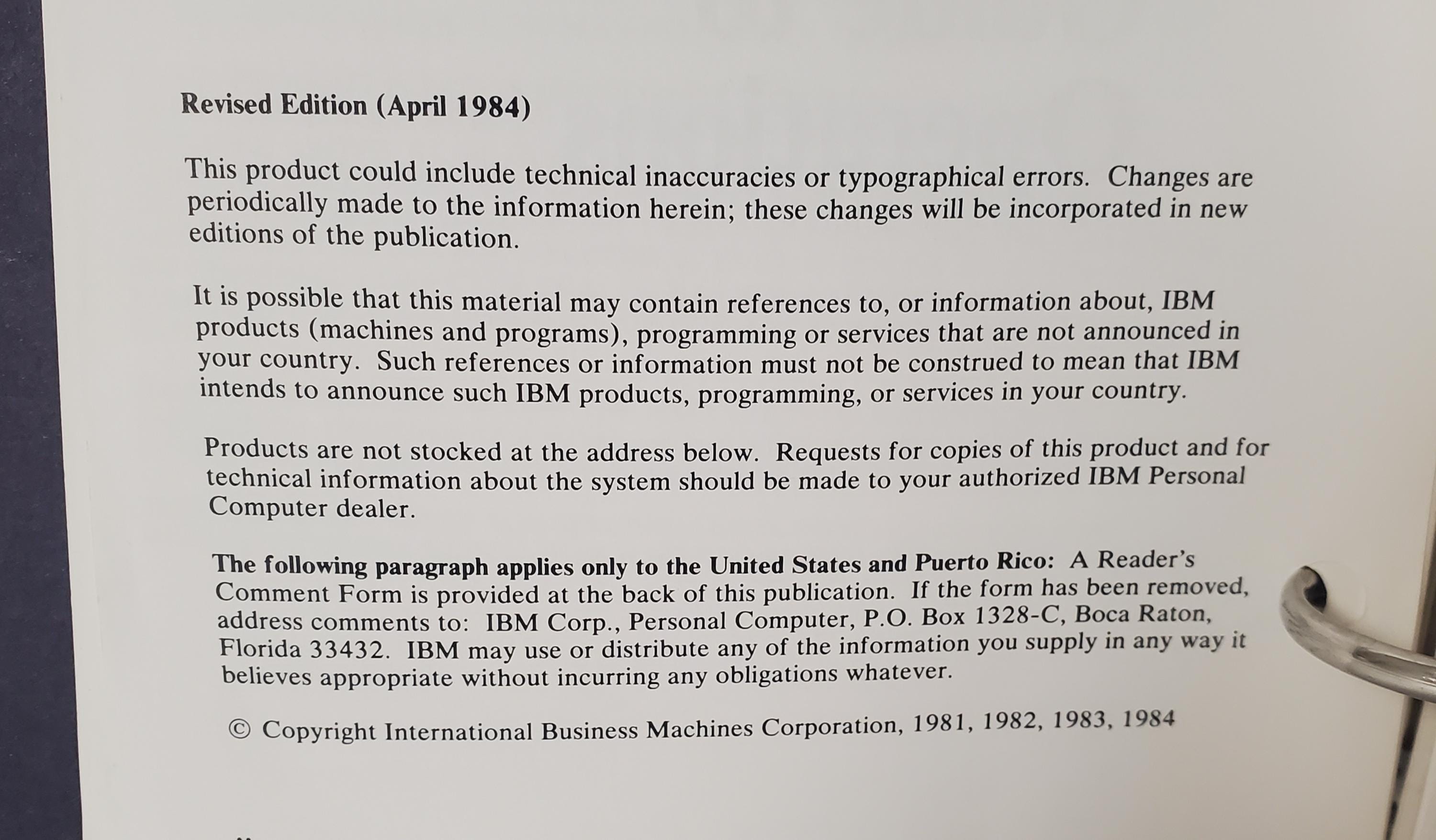 Vintage IBM Guide to Operations Personal Computer XT Manual 6322511 ...