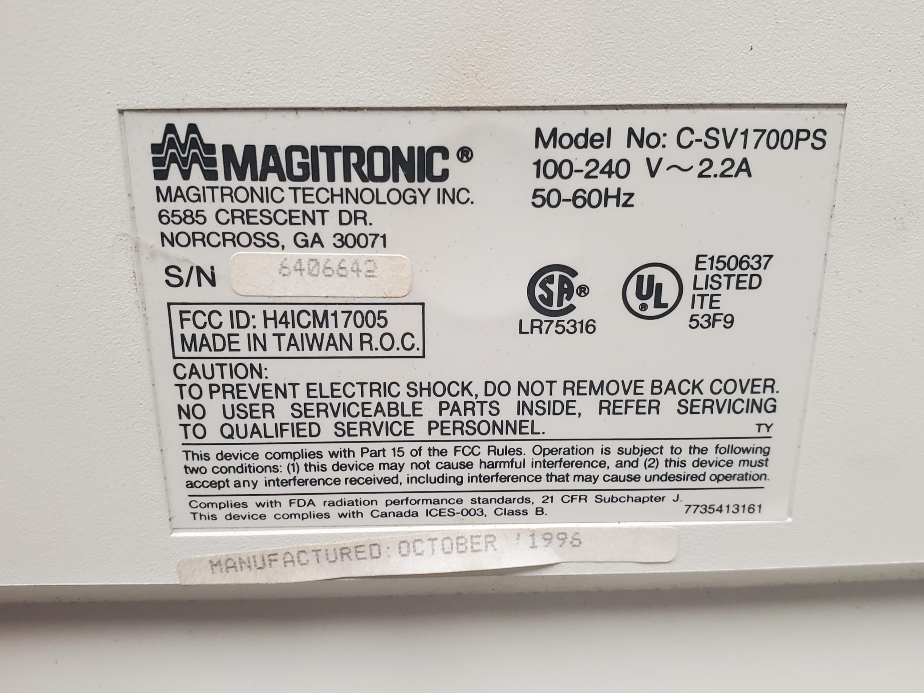 Vintage Gaming Magitronic C-SV1700PS 16 CRT VGA Computer Monitor 1996 ...