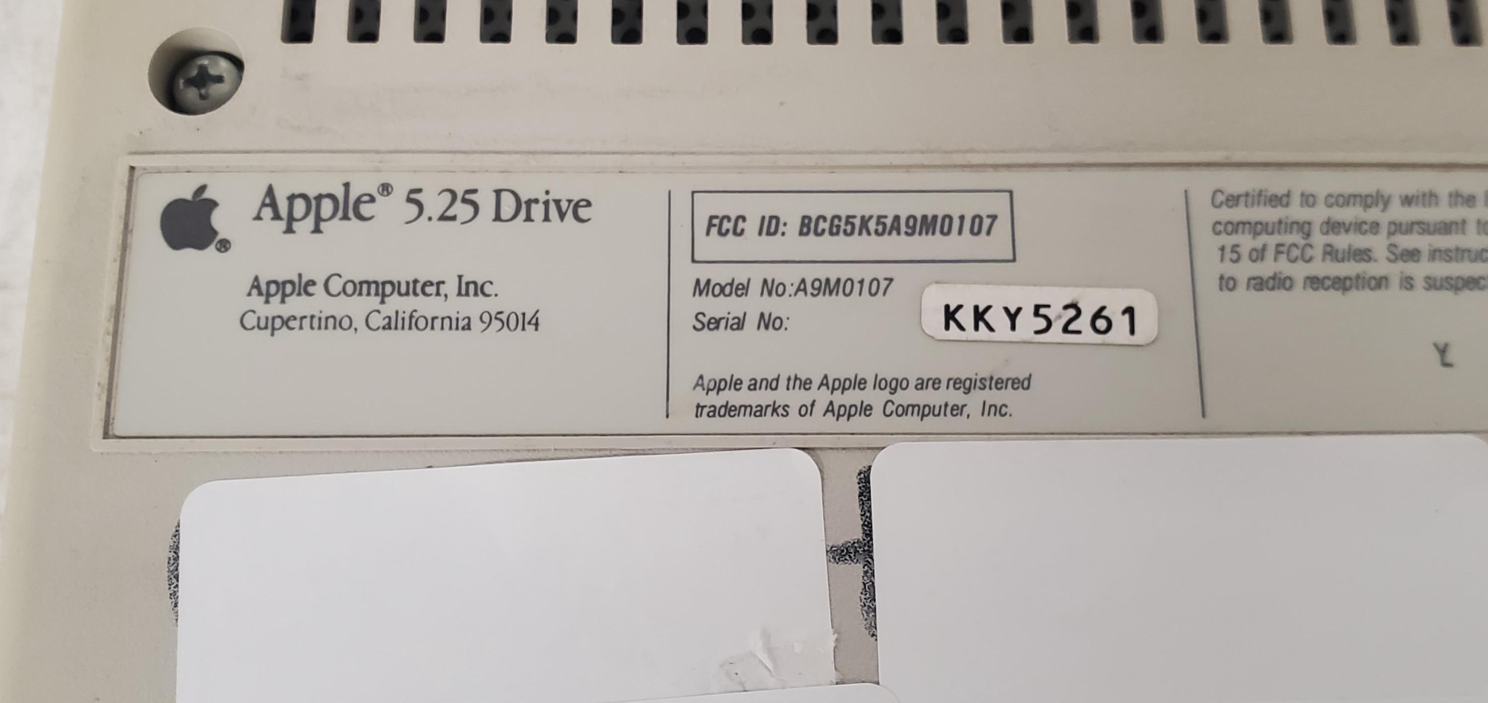 Vintage Apple 5.25 Floppy External Disk Drive A9M0107 Case Markings - Etsy
