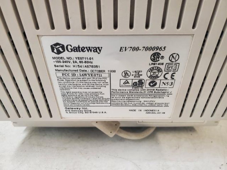 Vintage Gaming Gateway Ev700 7000965 Ye0711 01 16 Crt Etsy