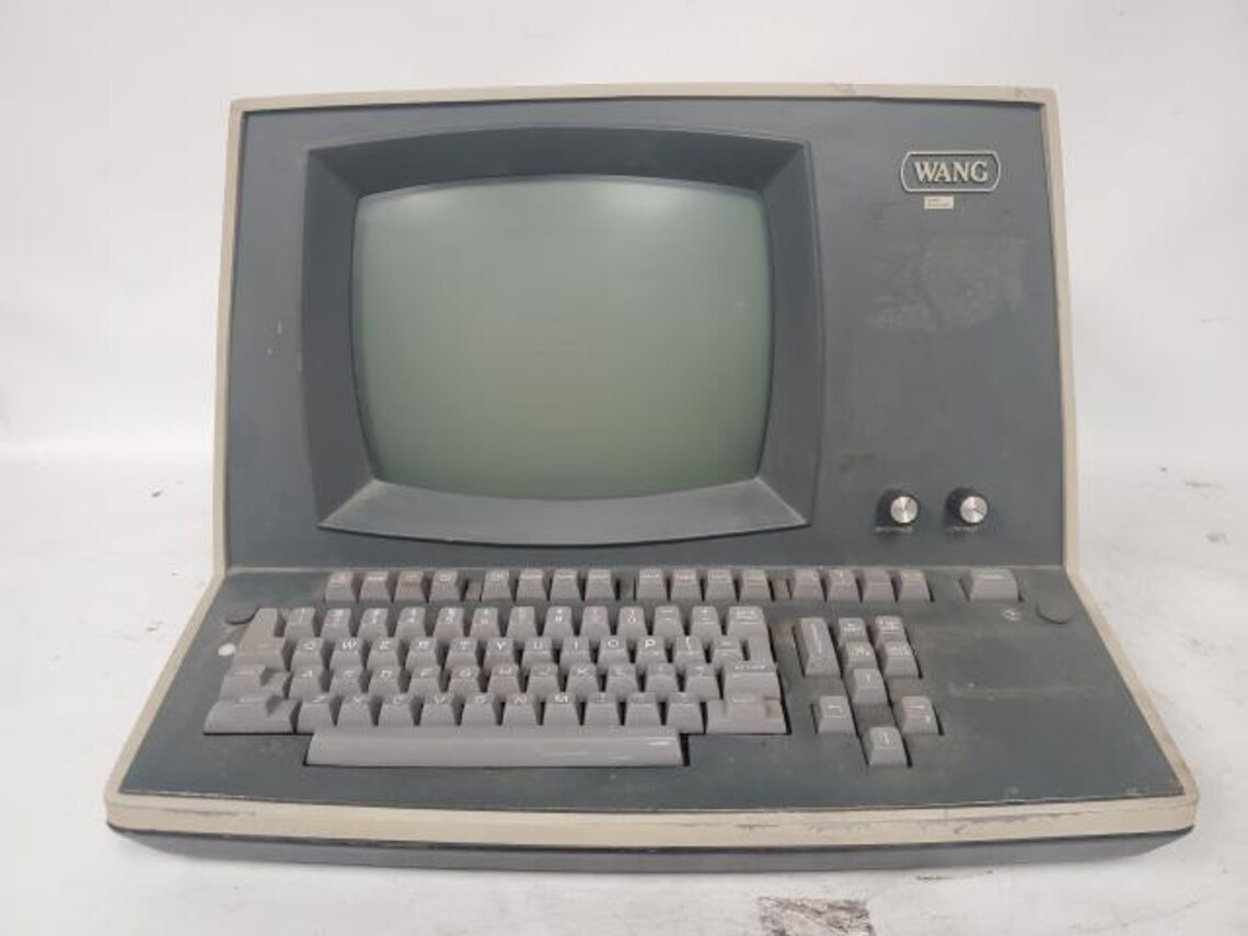 Wang 5506 11" Monitor Computer Terminal W/ Built-in Keyboard Image Burn ...