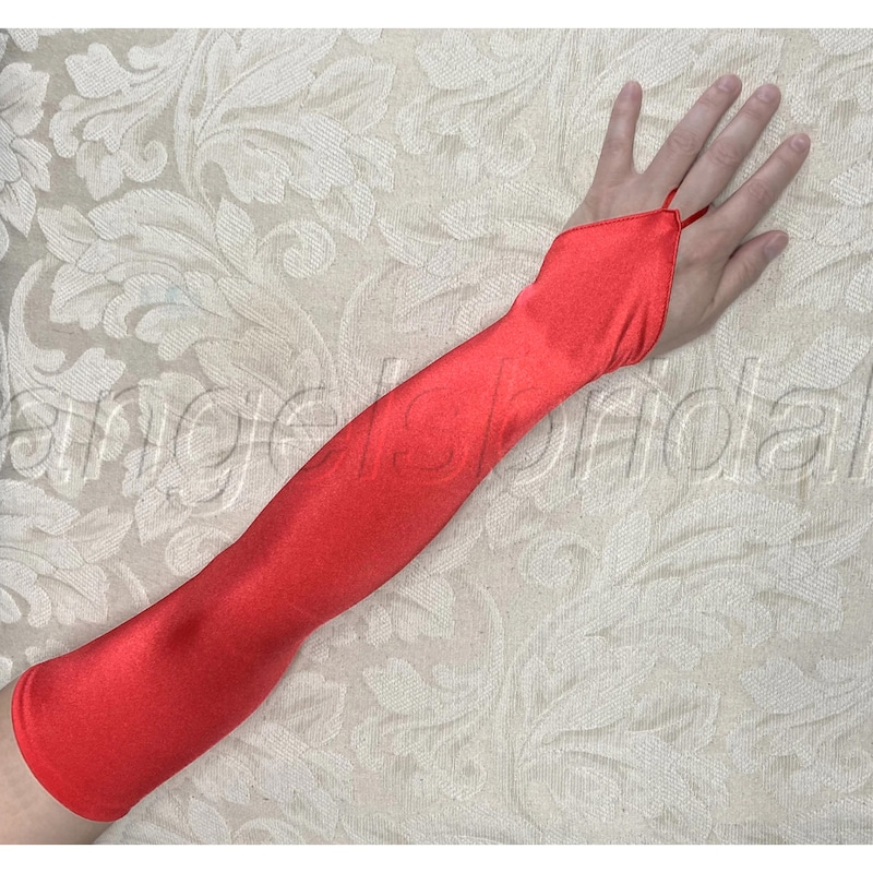 Red Satin Opera Gloves - Etsy