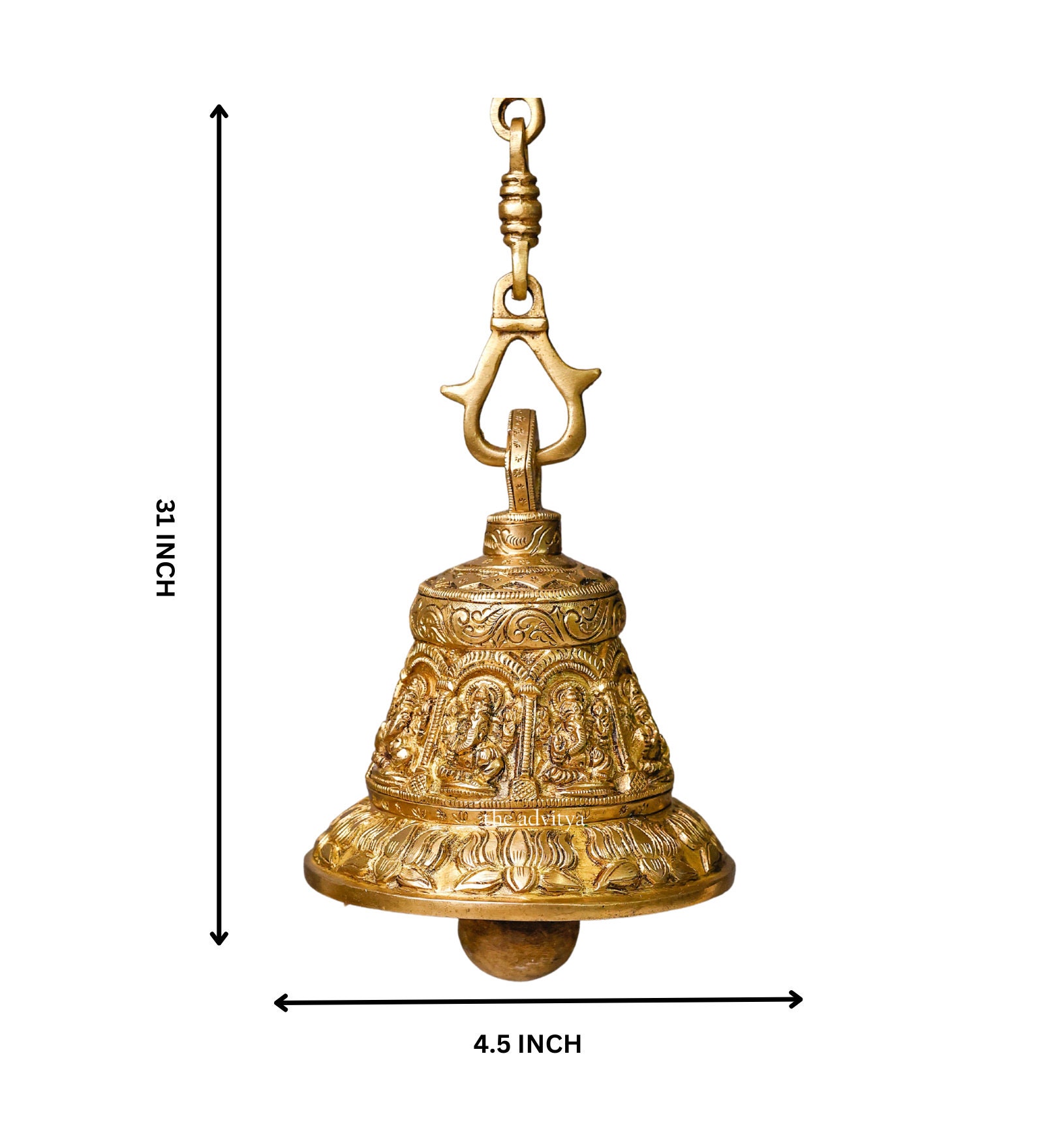 Brass Hanging Bell With Long Chain for Home Temple or Puja Mandir ...
