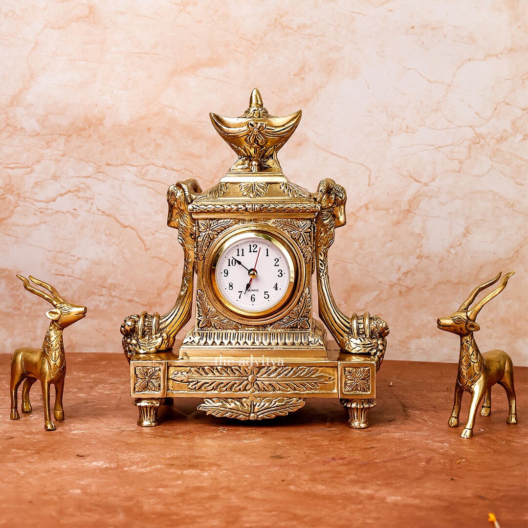 Antique Brass Handcrafted English Square Table Clock|decorative Mantel ...