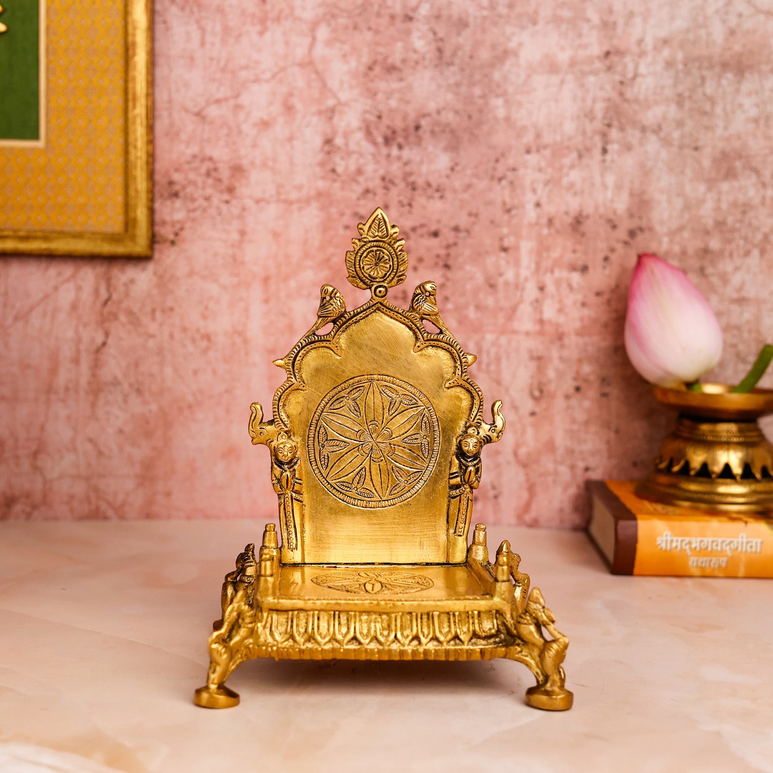 Brass God Singhasan Floral Design Art Thronereligious Decorative Item ...