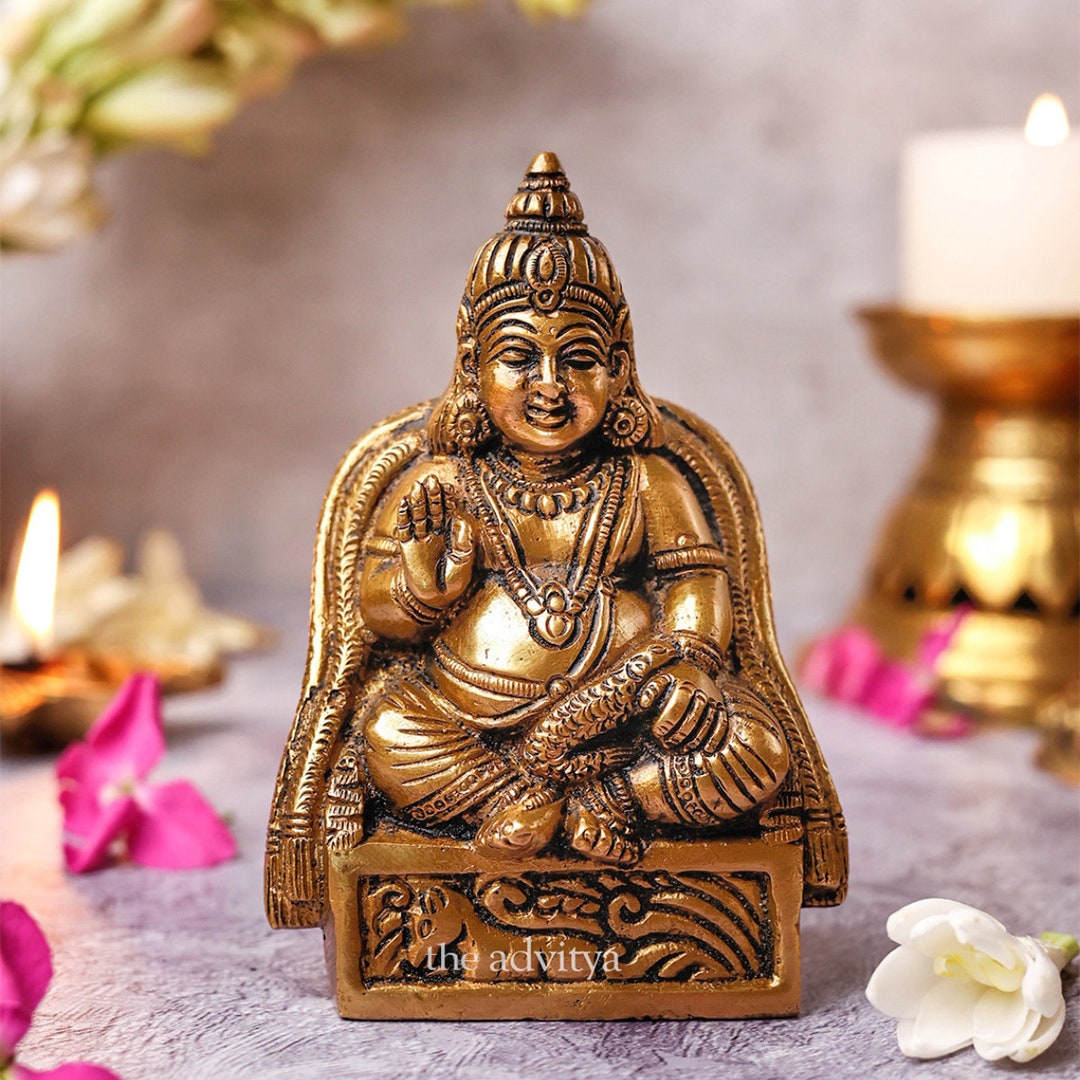 Brass Kuber Statue Sitting 4.7 Inches Idol Sculpture,kuvera Statue, Dik ...