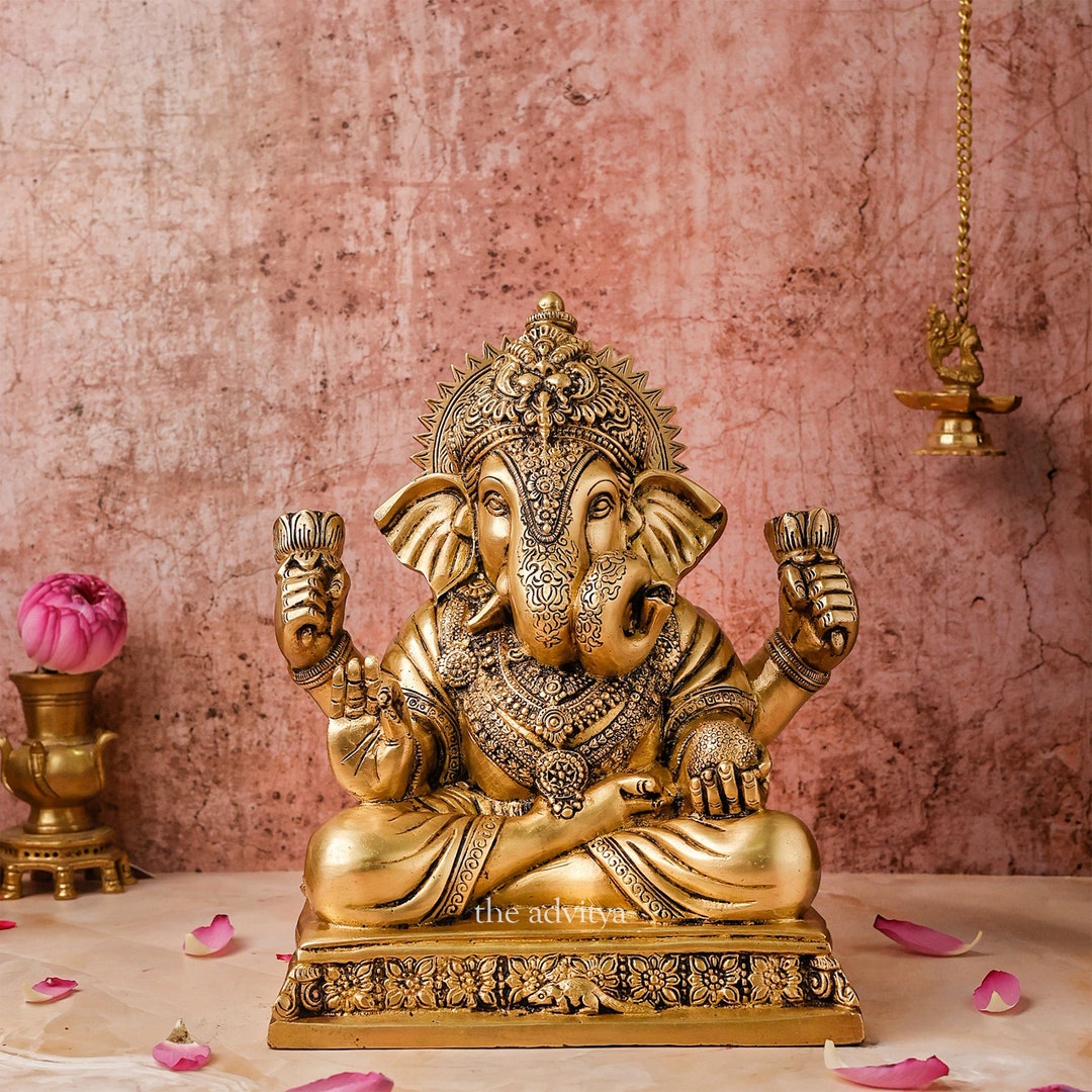 Brass Lord Ganesha Idol, Brass Ganesh Statue, Lord Ganesha Statue ...