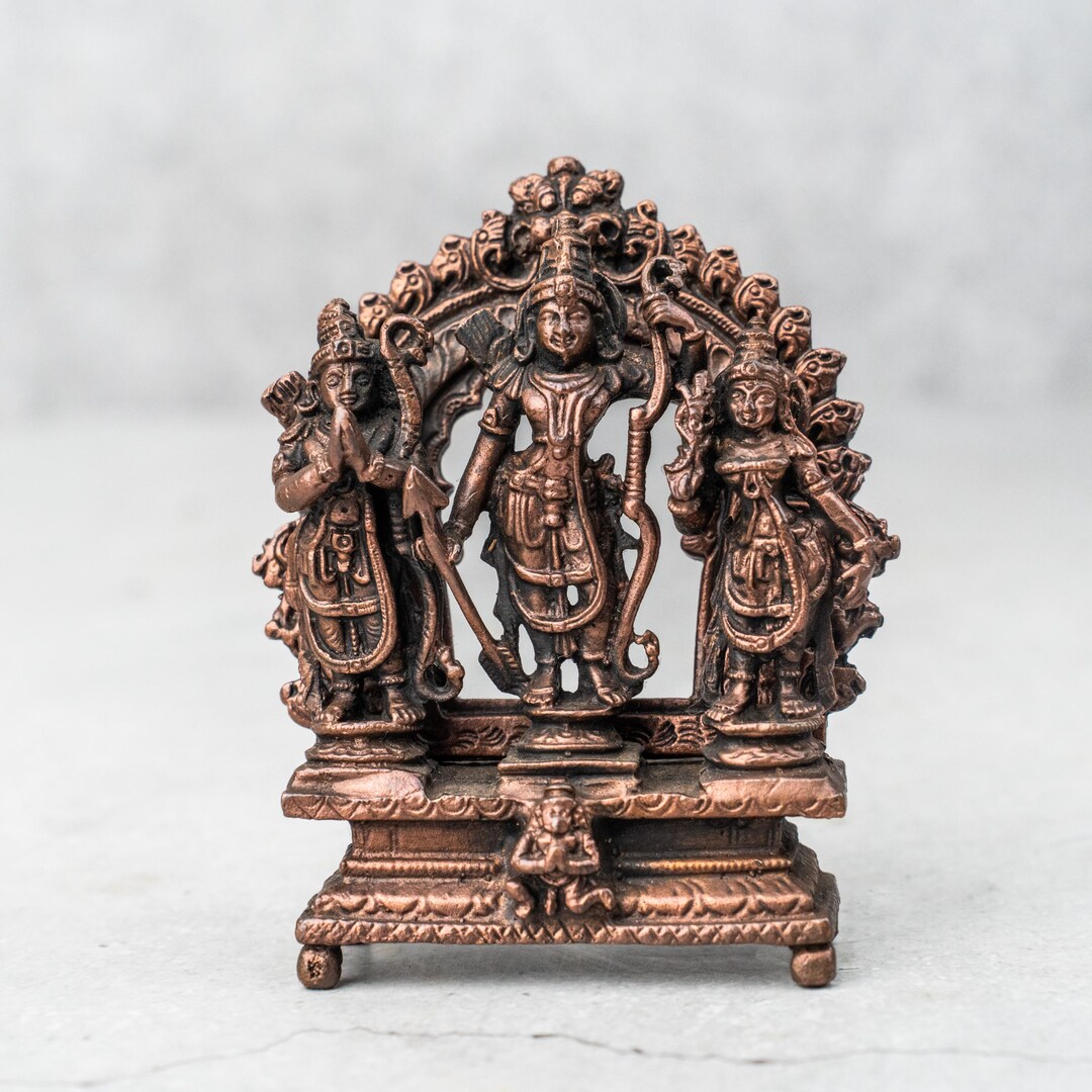 Copper Ram Darbar Miniature Statue Hindu God Lord Rama Family With Lord ...